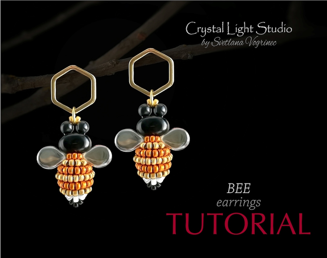 Bee Seed Bead Earrings Beading Pattern, Beaded Bumble Bee Tutorial, DIY ...