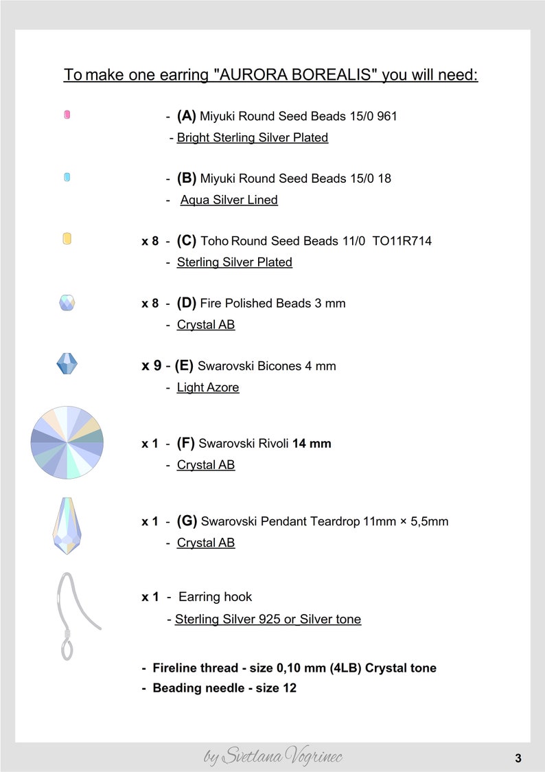 Seed Bead Earrings Pdf Pattern Beading Pattern Swarovski - Etsy