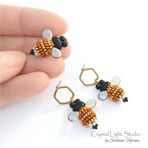 Bee Seed Bead Earrings Beading Pattern, Beaded Bumble Bee Tutorial, DIY ...