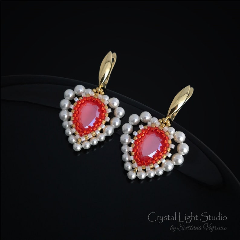 Heart Earrings Beading Pattern, Seed Bead Pattern, Beadwork Tutorial ...