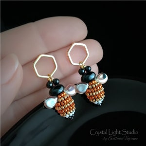 Bee Seed Bead Earrings Beading Pattern, Beaded Bumble Bee Tutorial, DIY ...