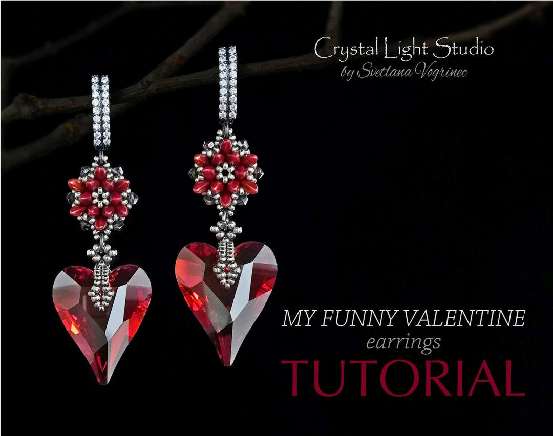 Seed Bead Flower Beading Pattern, Heart Beaded Earrings Tutorial Pdf ...