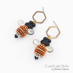 Bee Seed Bead Earrings Beading Pattern, Beaded Bumble Bee Tutorial, DIY ...