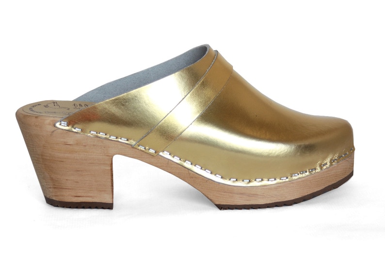 High Heel Metallic Women Clogs - Etsy