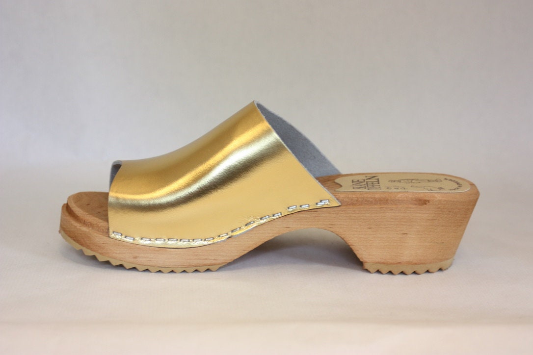 Slip-in Open Toe Metallic Clogs - Etsy