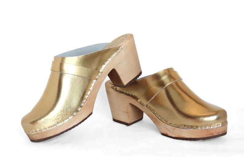 High Heel Metallic Women Clogs - Etsy
