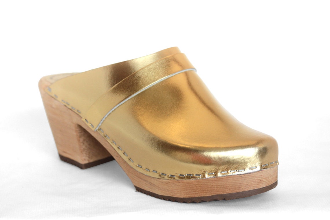High Heel Metallic Women Clogs - Etsy