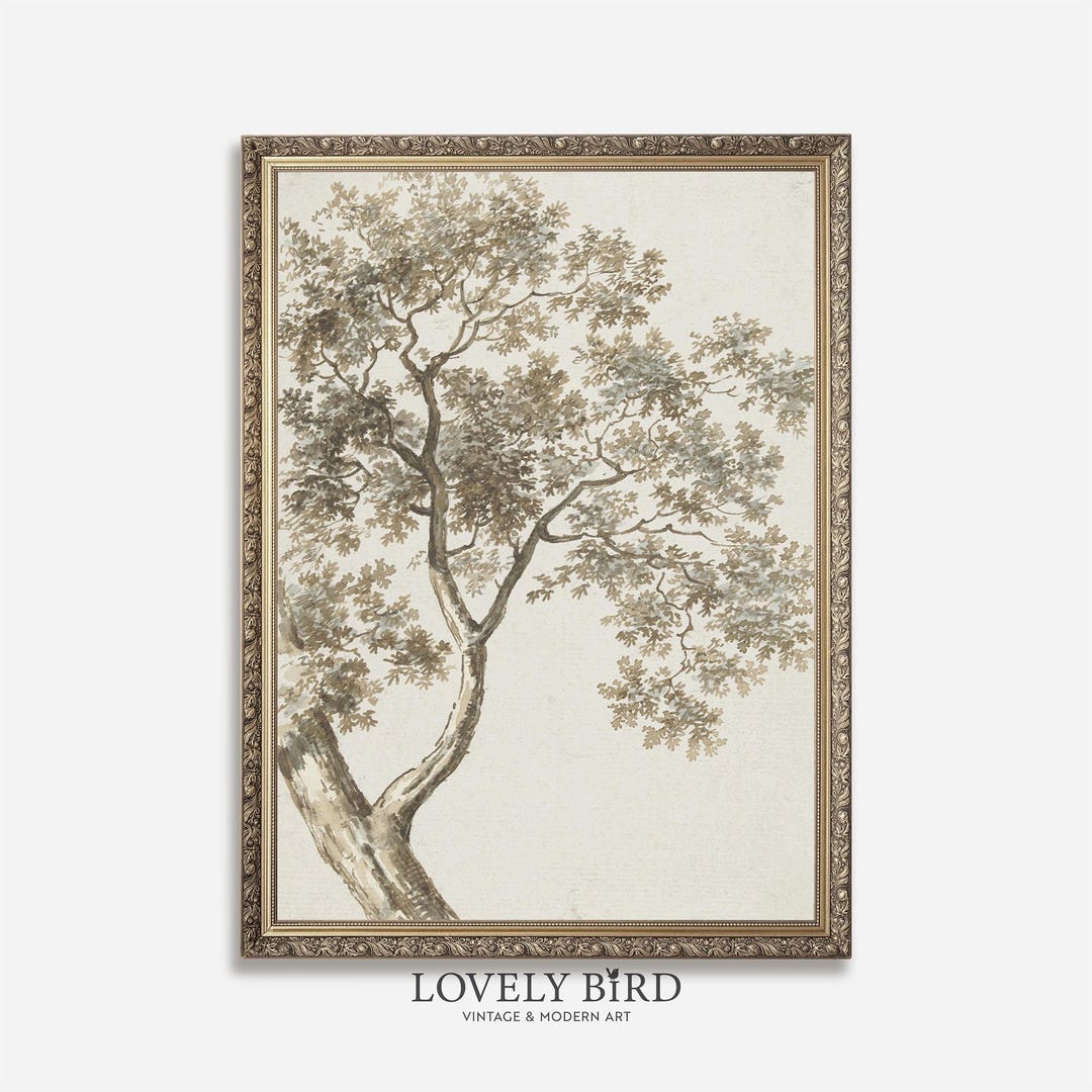 Rustic PRINTABLE Tree Wall Art, Modern Cottage DIGITAL Painting ...