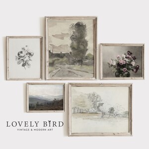 Printable Vintage Gallery Wall Art SET, Antique Prints Warm Aesthetic ...