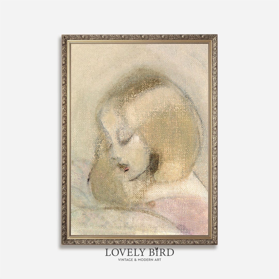 Muted Woman Print DIGITAL Download, Vintage Portrait Painting Farmhouse ...