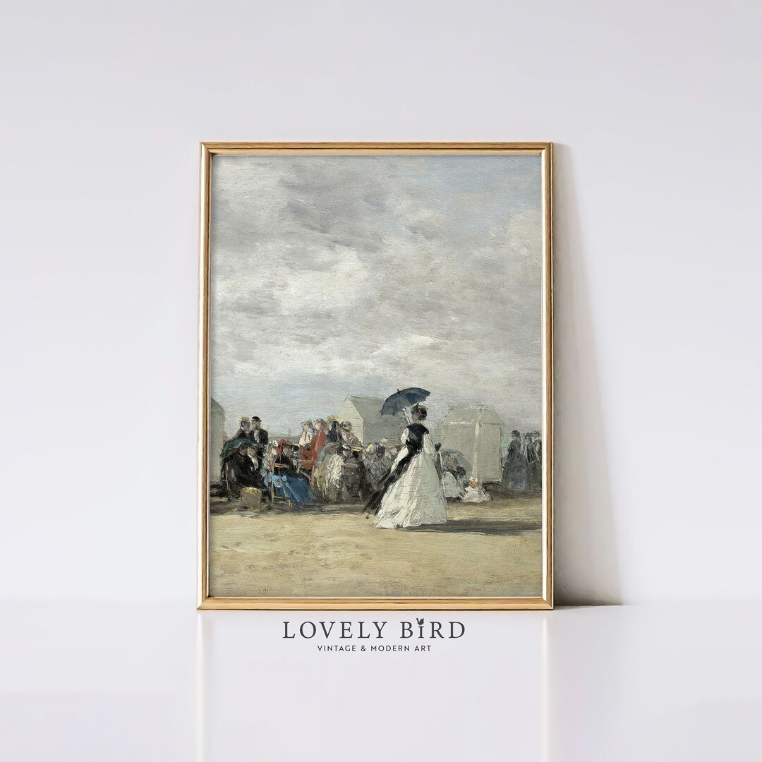 PRINTABLE Beach Scene Wall Art, Muted Seascape Painting Digital ...