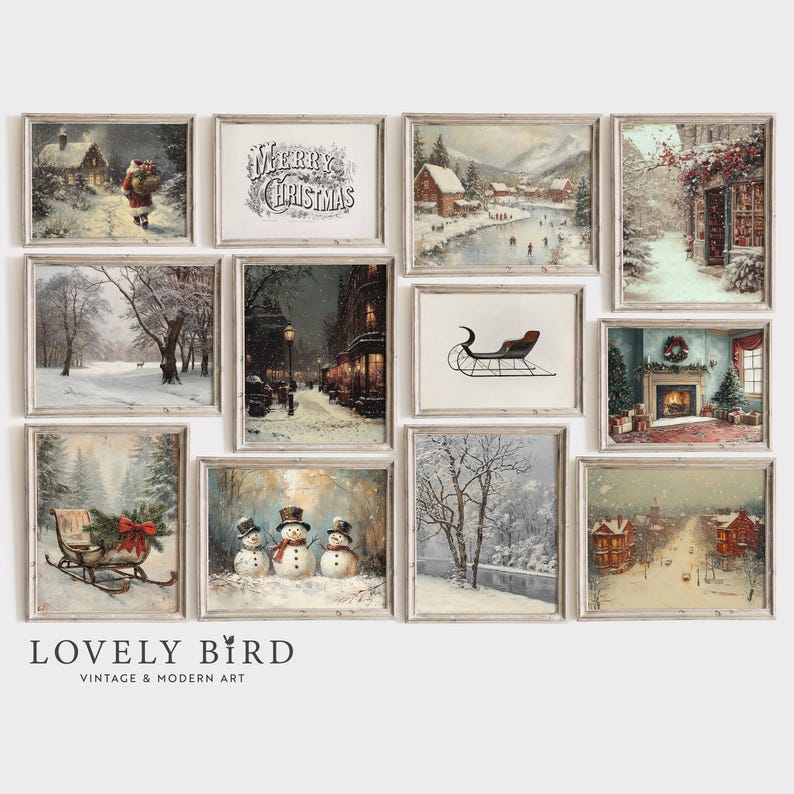 Christmas Winter Wall Art Bundle 100+ Prints, Farmhouse Holiday Decor ...