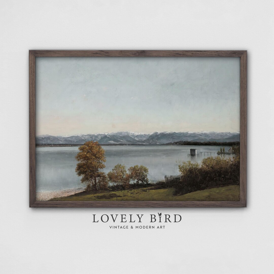Vintage Lake Print Digital Download, PRINTABLE Landscape Wall Art ...