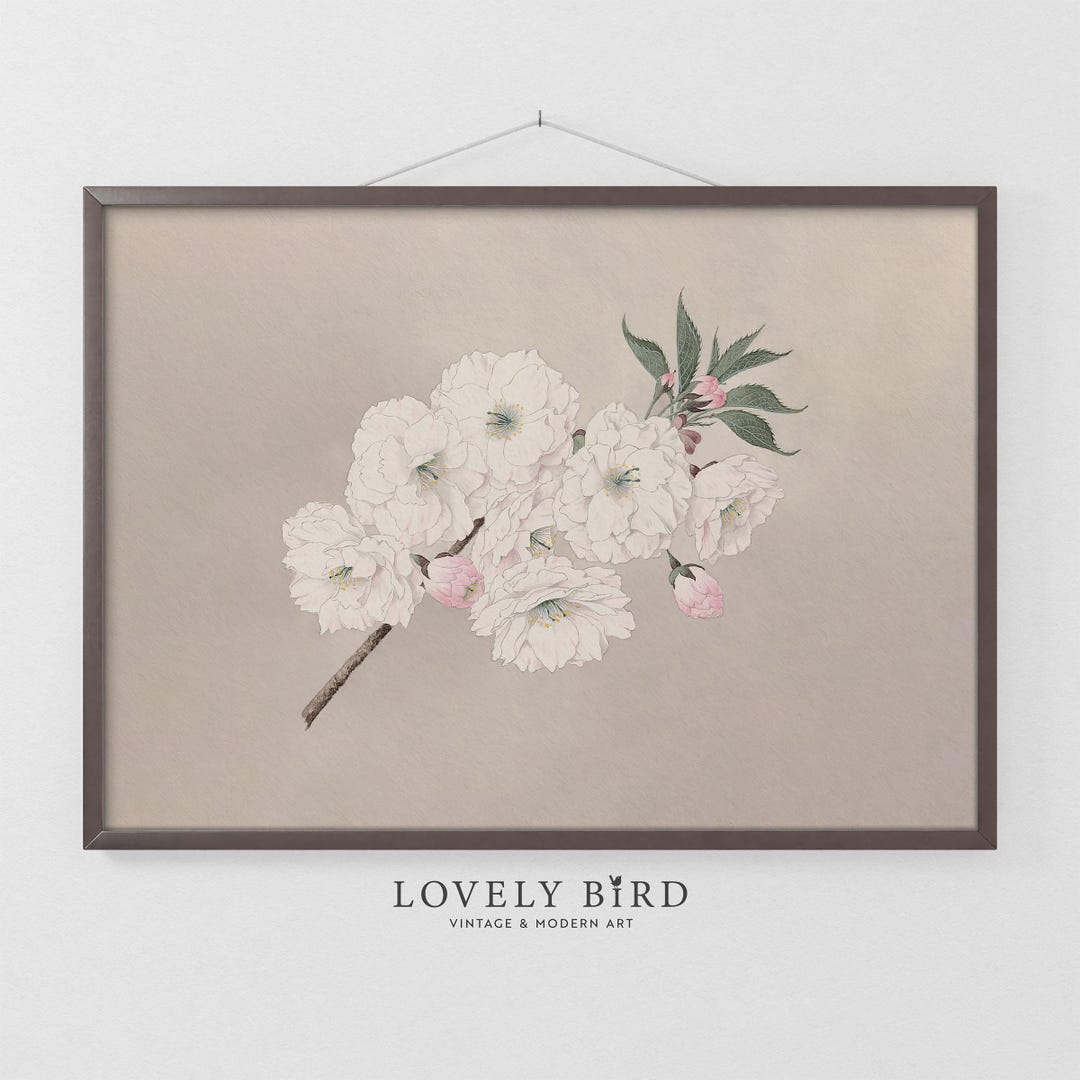 Soft Pink Cherry Blossom Poster, Nursery Flower Art DIGITAL Download ...