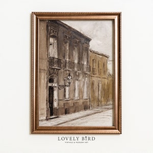 PRINTABLE Antique City Street Print, Neutral Cityscape Digital Download ...