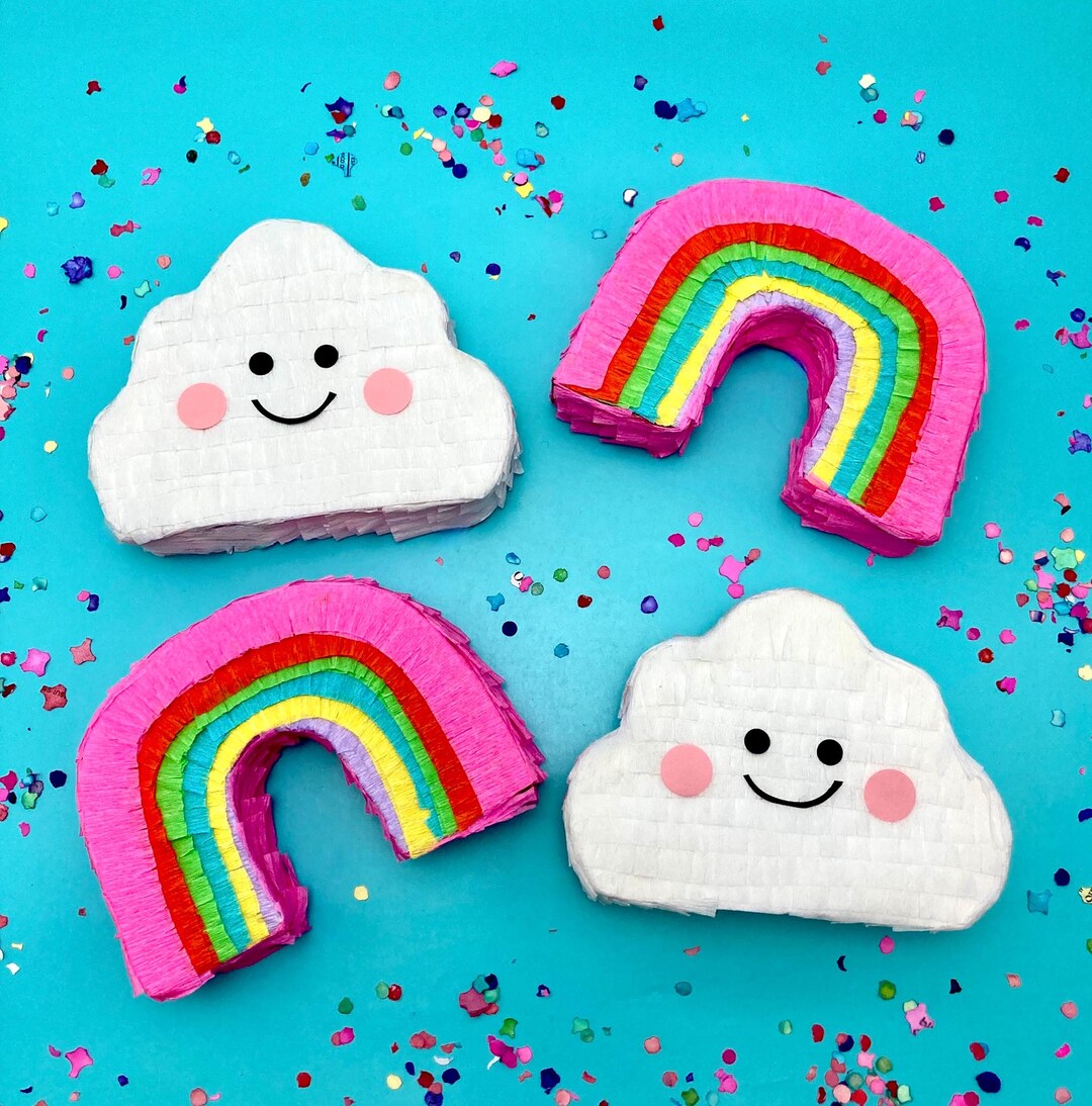 Rainbow and Cloud Mini Piñatas, Cloud Piñata, Rainbow Piñata - Etsy