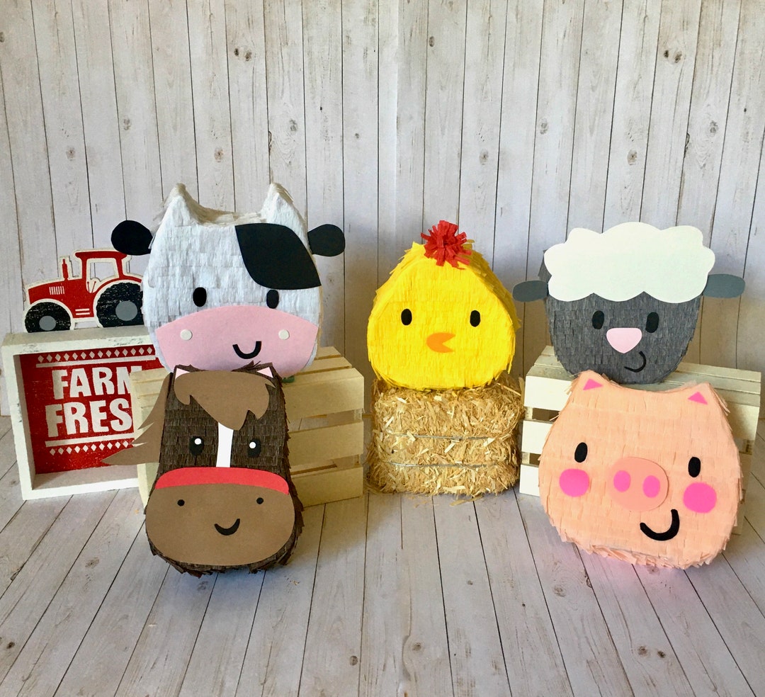 Mini Farm Animal Pinata: Pig, Cow, Chicken, Horse, Sheep - Etsy