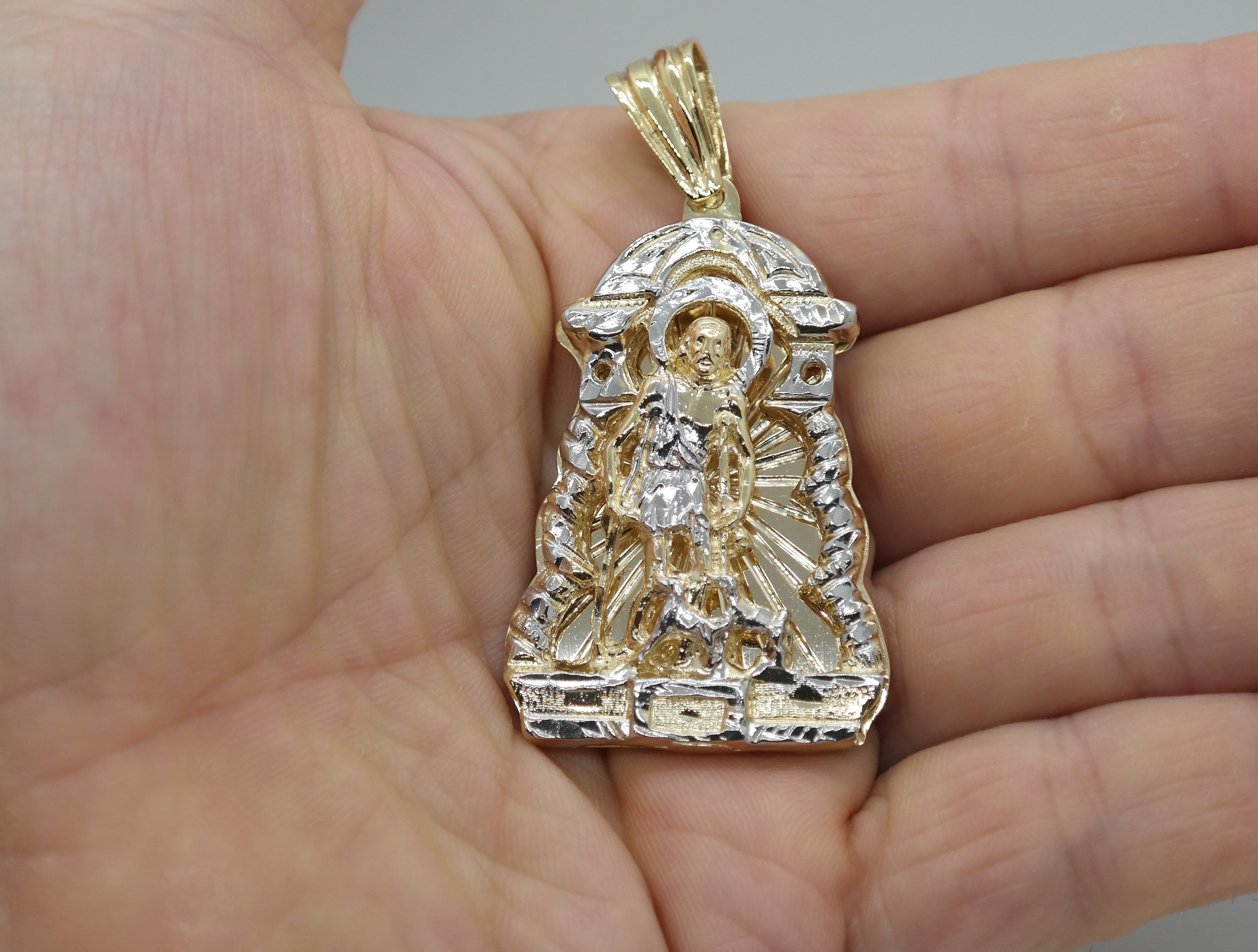 10k Yellow Solid Gold Saint Lazarus Pendant 1921g | Etsy