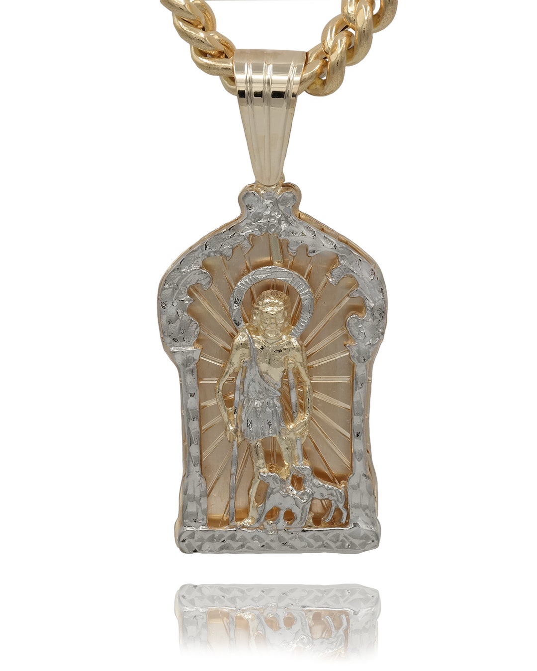 10k Yellow Solid Gold Saint Lazarus Pendant 22~24 Grams - Etsy