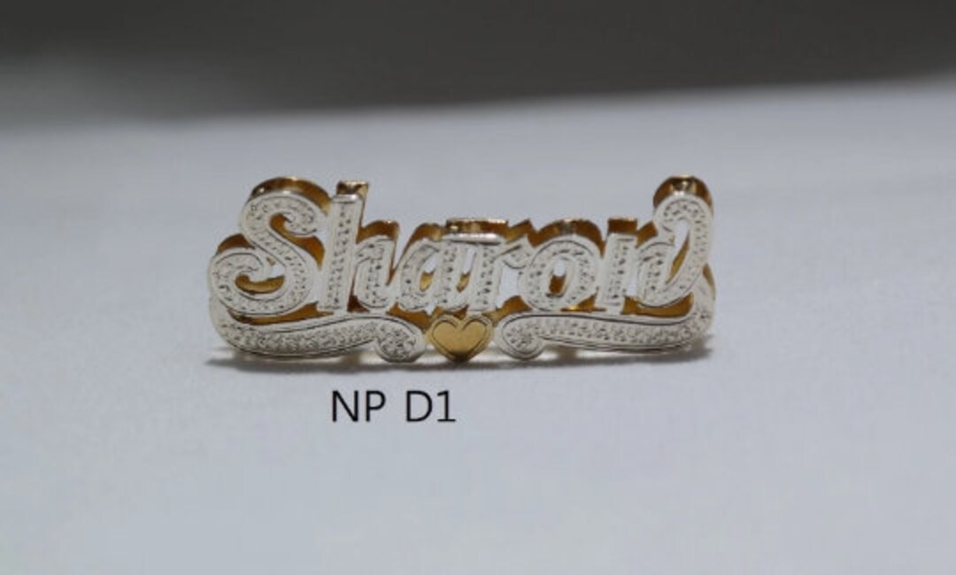 Personalized Double Name Plate, 10K Gold, Fine Silver Gold Color ...