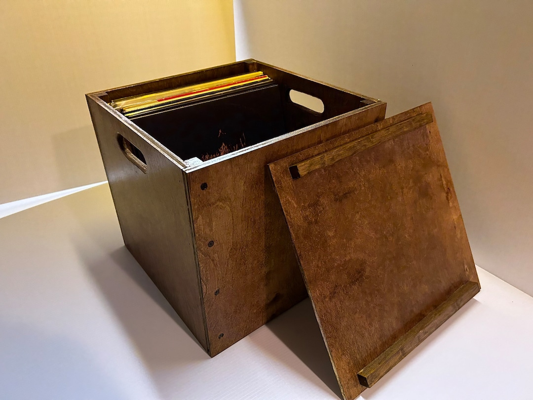 VINYL/RECORD STORAGE Bin Solid Birch Record Storage Bin With Lid ...