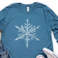 Snowflake Long Sleeve, Christmas T-shirt, Holiday Party Tops, Women ...