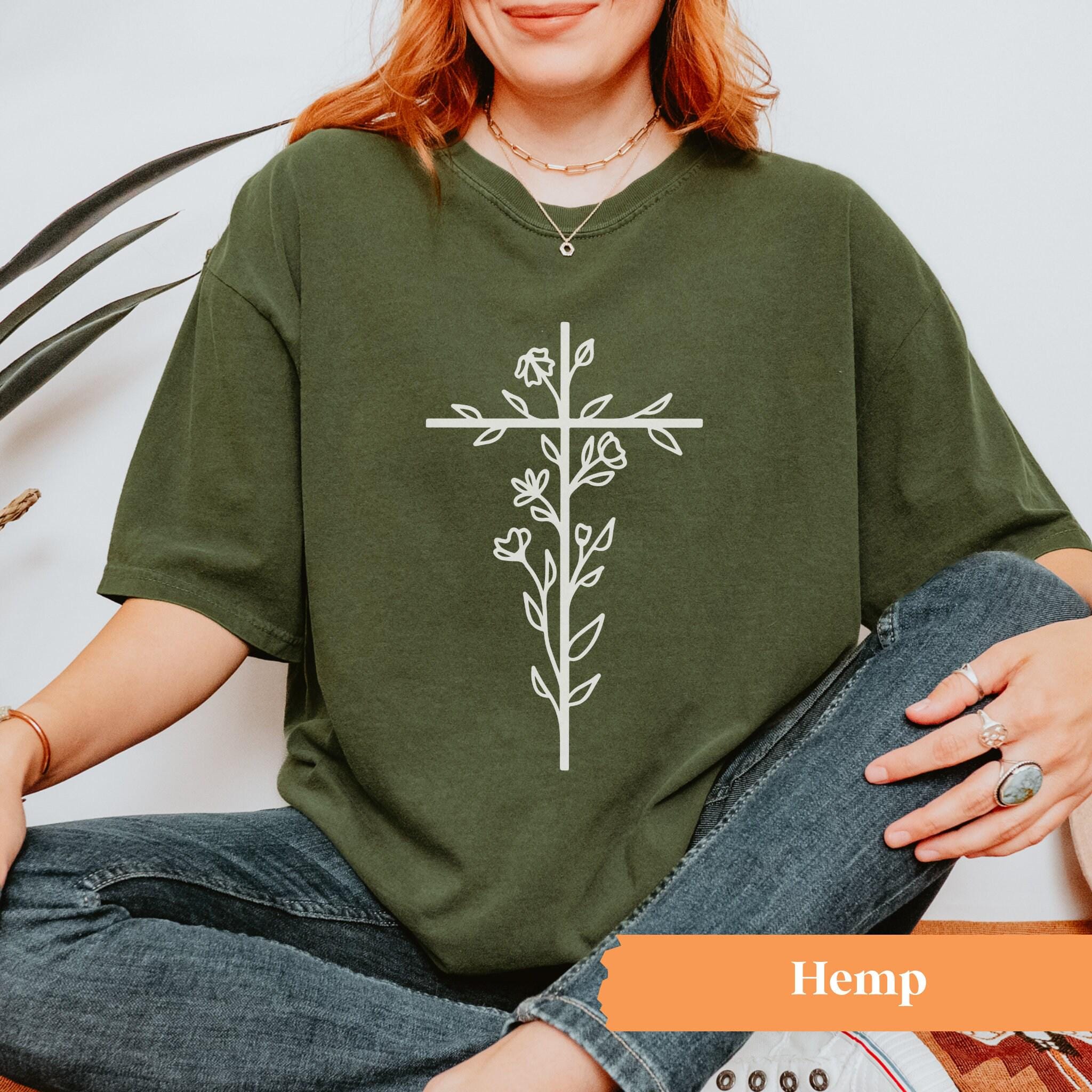 Floral Cross Graphic Tee, Christian Comfort Colors® Shirt, Easter Cross ...