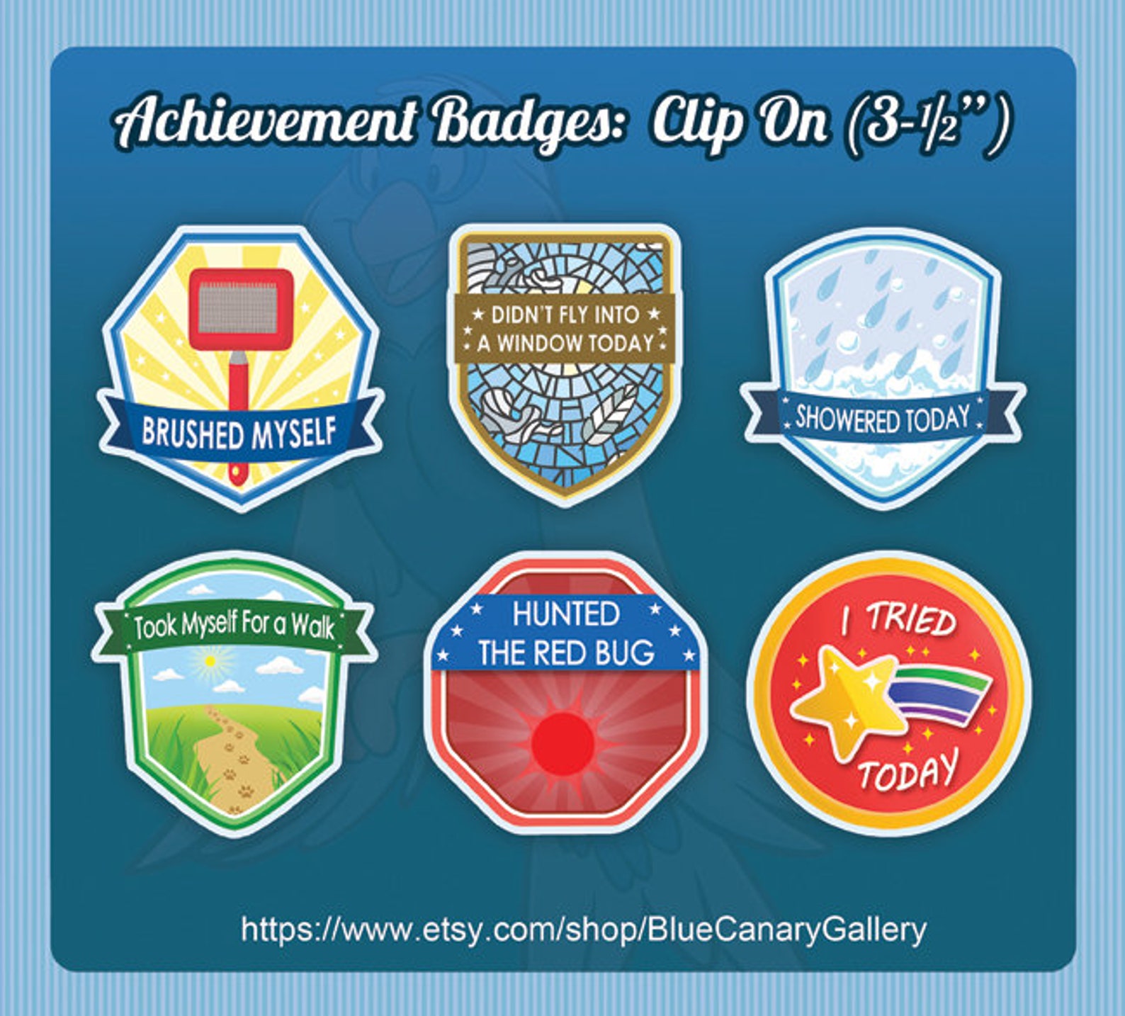 Achievement Badges 6 Individual Clip On Tags | Etsy