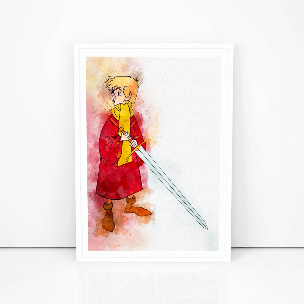 King Arthur Print Sword In The Stone Art Print Poster Merlin Poster ...