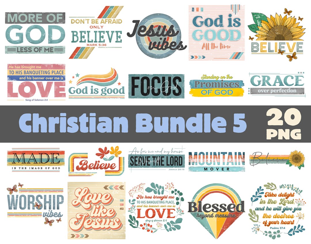 Christian Png Bundle, Retro Png Bundle, Sublimation Png Bundle, Bible ...