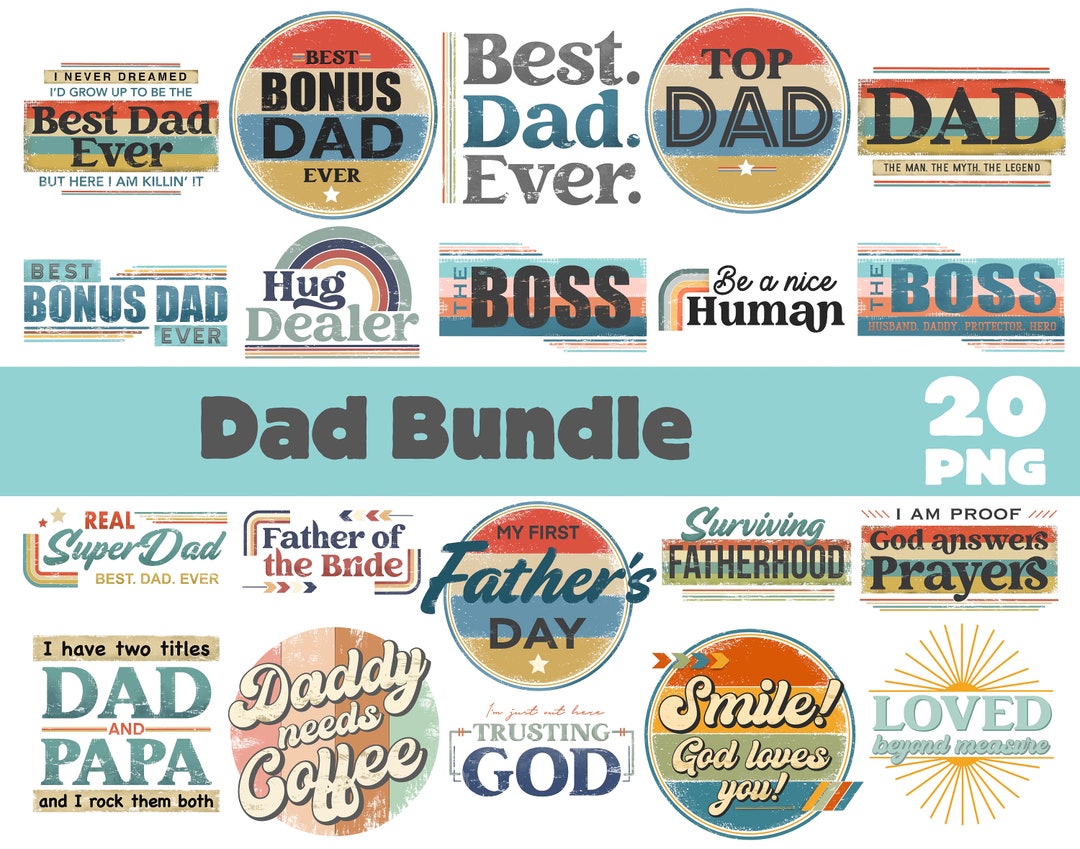 Dad Bundle Png, Fathers Day Png Bundle, Dad Designs Png Bundle, Bonus ...
