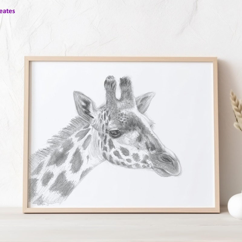 Pencil Giraffe Drawing - Etsy