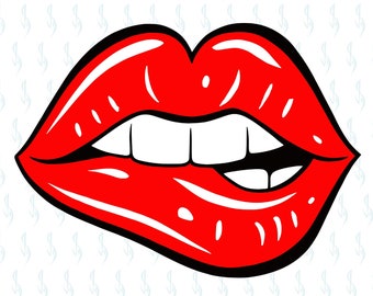 Biting Lips Svg - Etsy