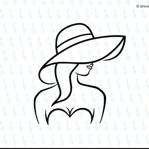 Woman Photo Model Svg, Supermodel, Woman With Hat Outline Svg, Fashion ...