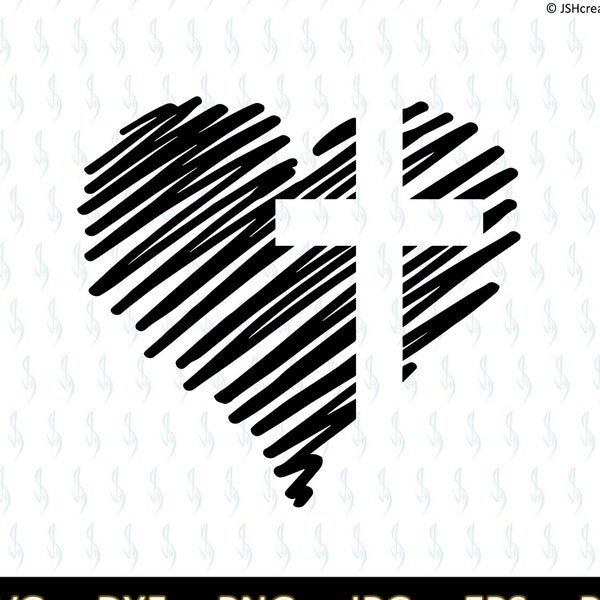 Heart With Cross Svg - Etsy