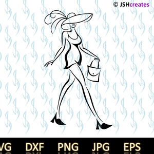 Fashion Model Svg Supermodel Svg Woman With Hat Outline Svg | Etsy