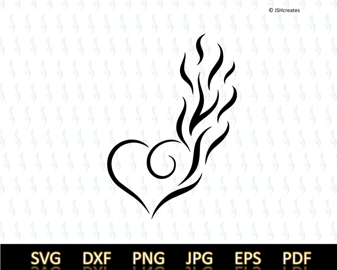 Heart and Flames SVG Heart Svg Flames Svg Silhouette Svg - Etsy