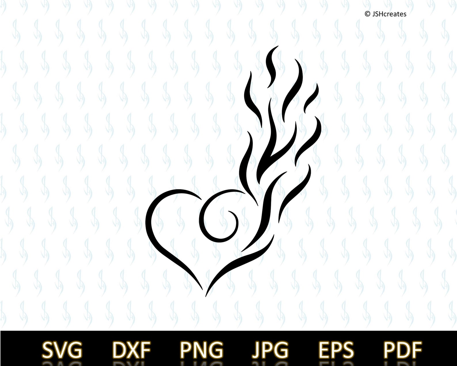 Heart and Flames SVG Heart Svg Flames Svg Silhouette Svg - Etsy