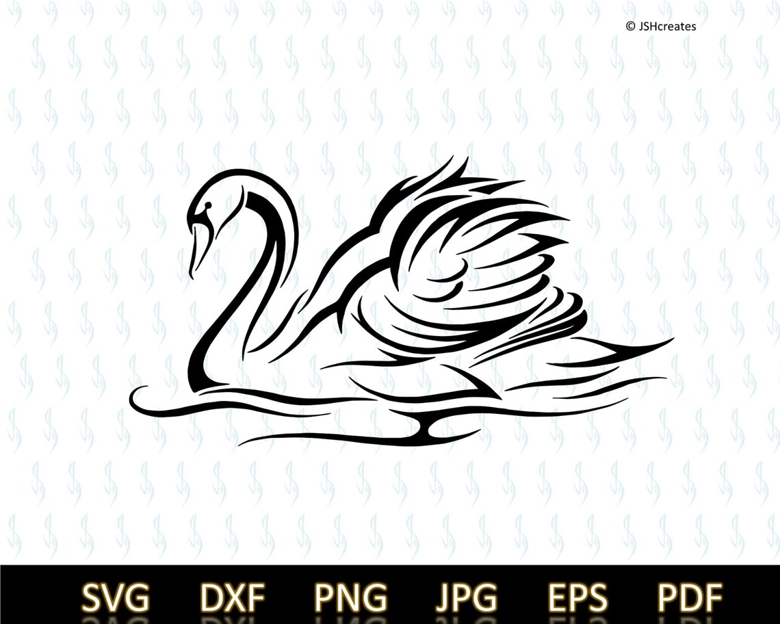 Swan Svg Tribal Swan Svg Abstract Tribal Stencil Art Dxf | Etsy