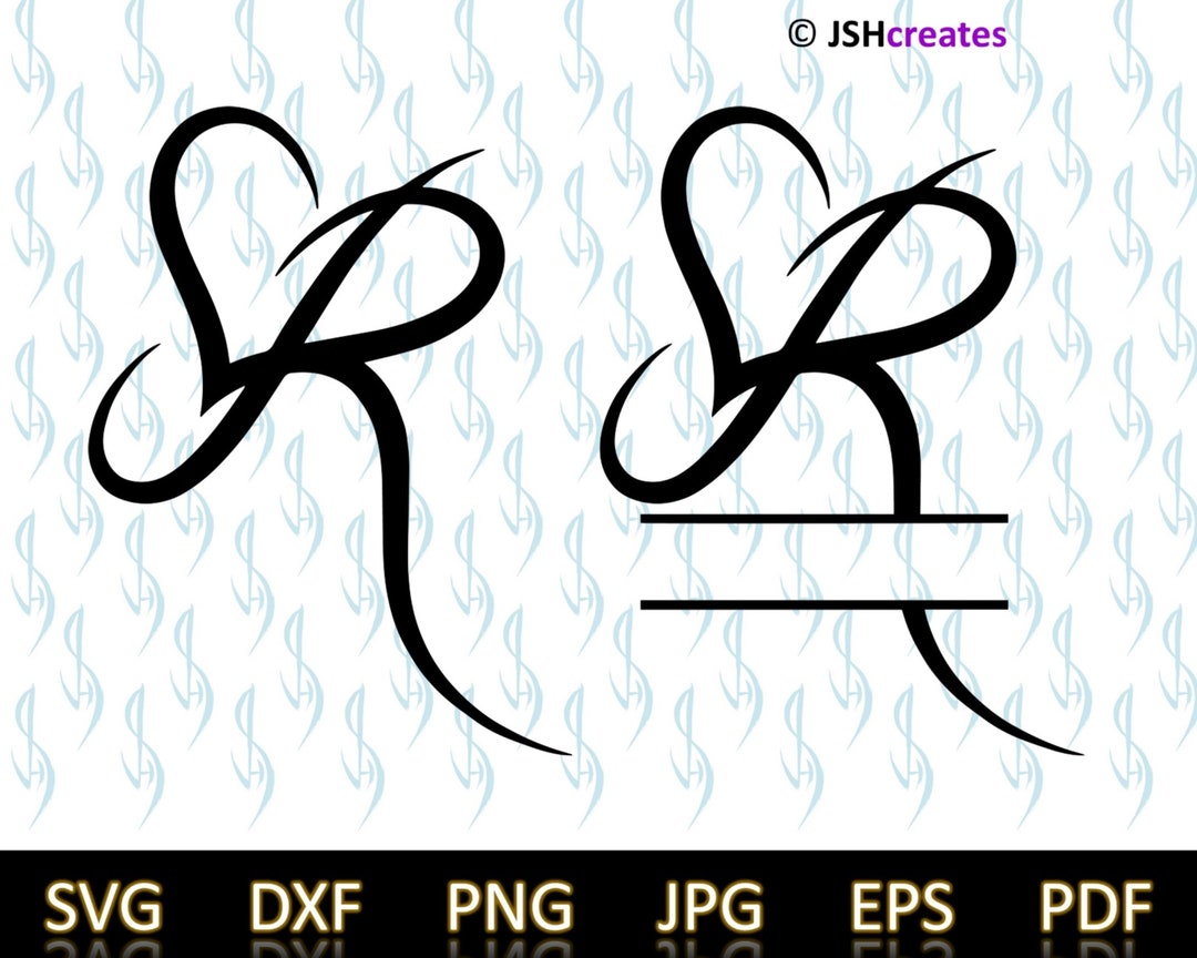 Split Monogram SVG, Letter R Heart, Split Monogram Letter R Svg ...
