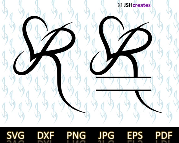 Split Monogram SVG Letter R Heart Split Monogram Letter R - Etsy