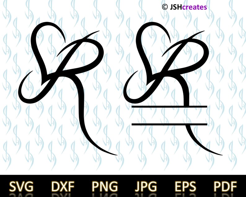 Split Monogram SVG Letter R Heart Split Monogram Letter R - Etsy