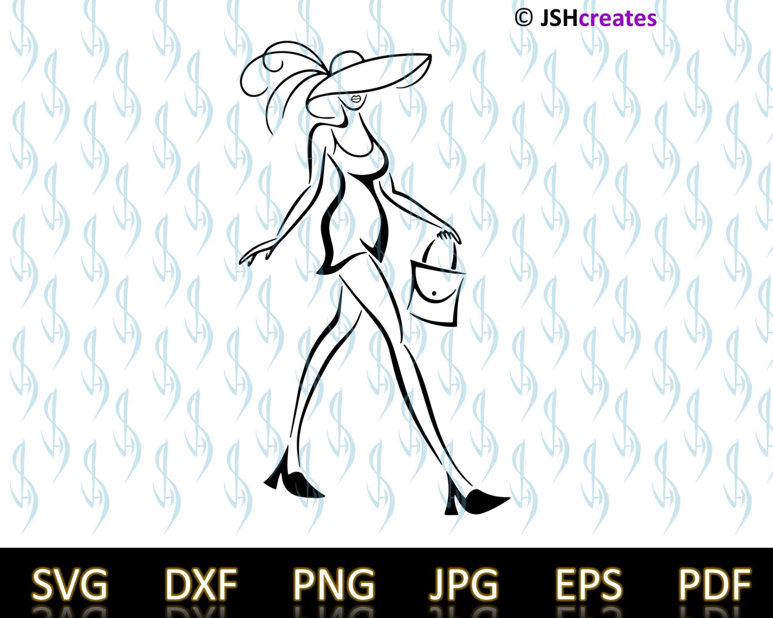 Fashion Model Svg Supermodel Svg Woman With Hat Outline Svg | Etsy