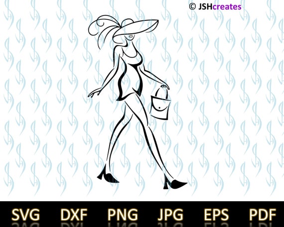 Fashion Model Svg Supermodel Svg Woman With Hat Outline Svg | Etsy