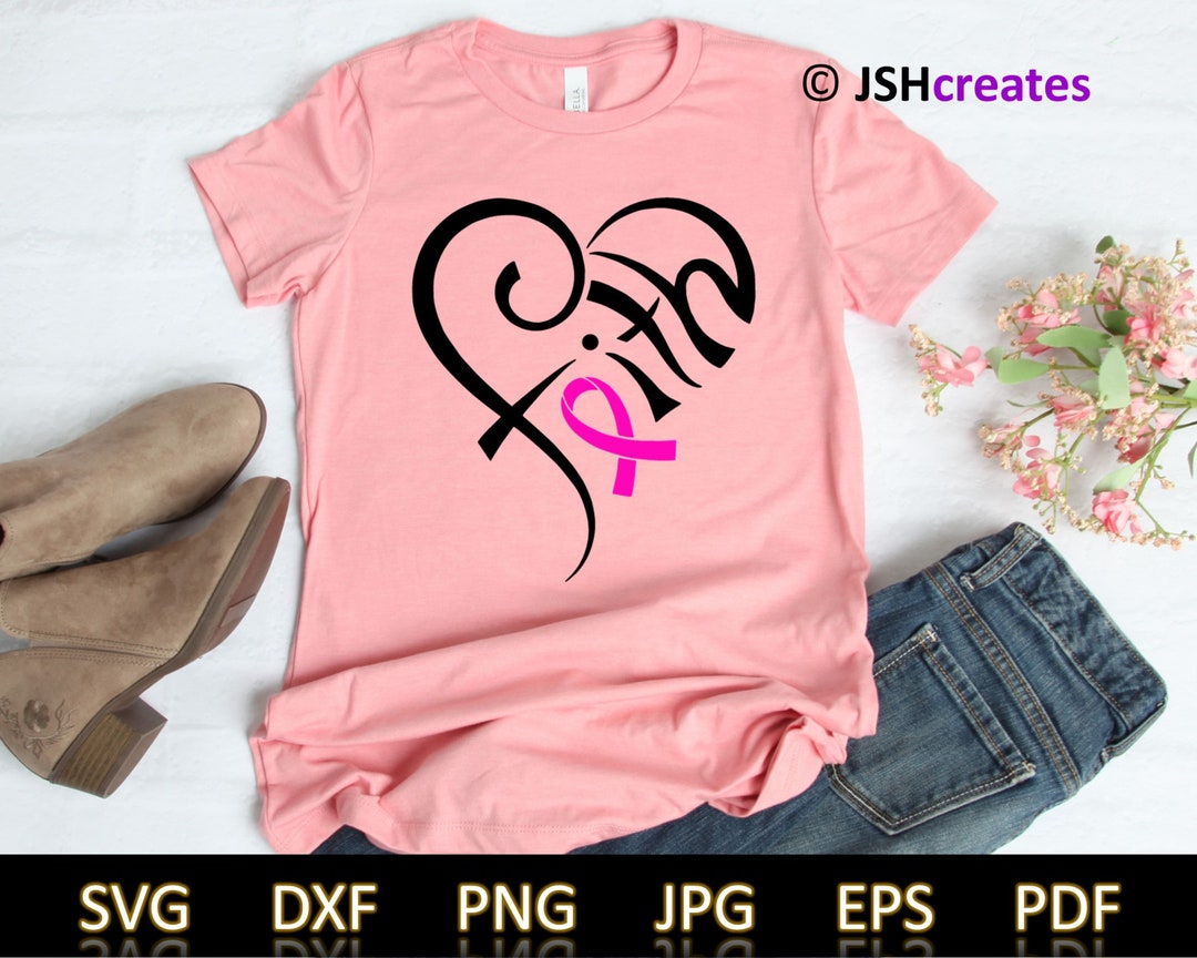 Breast Cancer Faith Heart SVG, Love SVG, Faith Svg, Cancer Ribbon ...