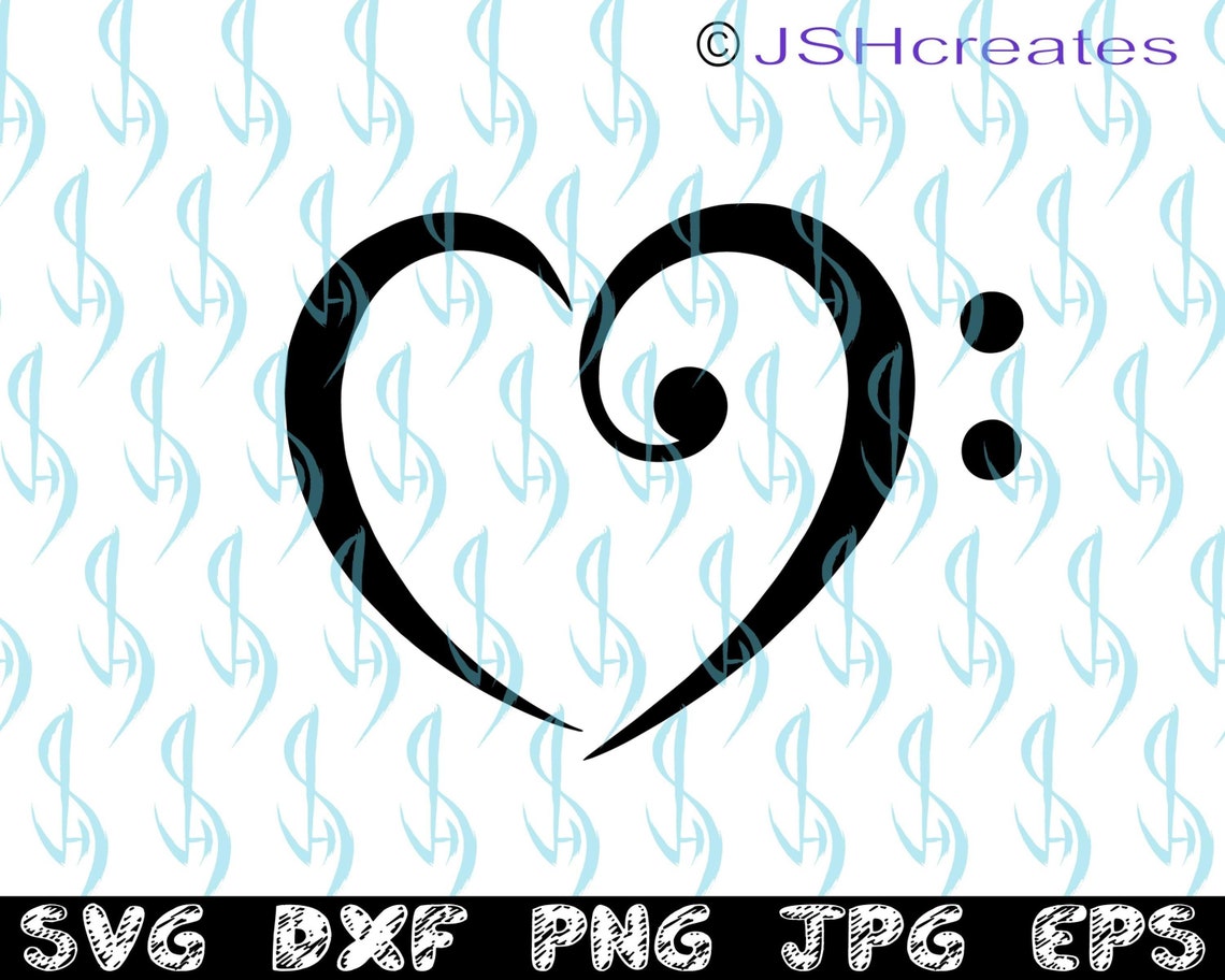 Bass Clef Svg Music Notes Svg Heart Svg Music Svg Bass - Etsy UK