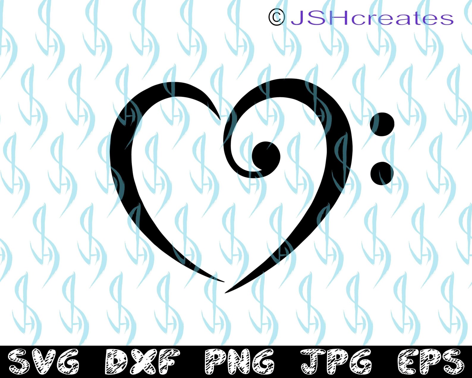 Bass Clef Svg Music Notes Svg Heart Svg Music Svg Bass Etsy