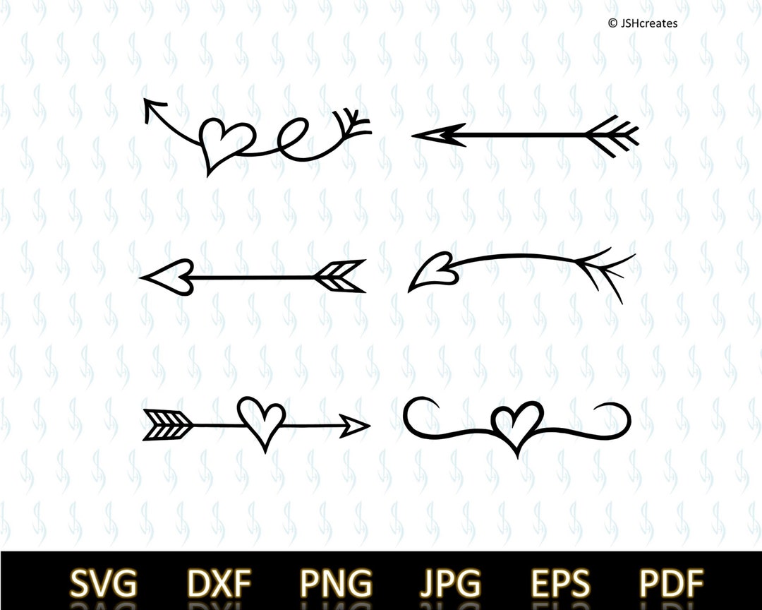 Arrow Heart SVG Cut Files: Love Clip Art (digital Download) - Etsy