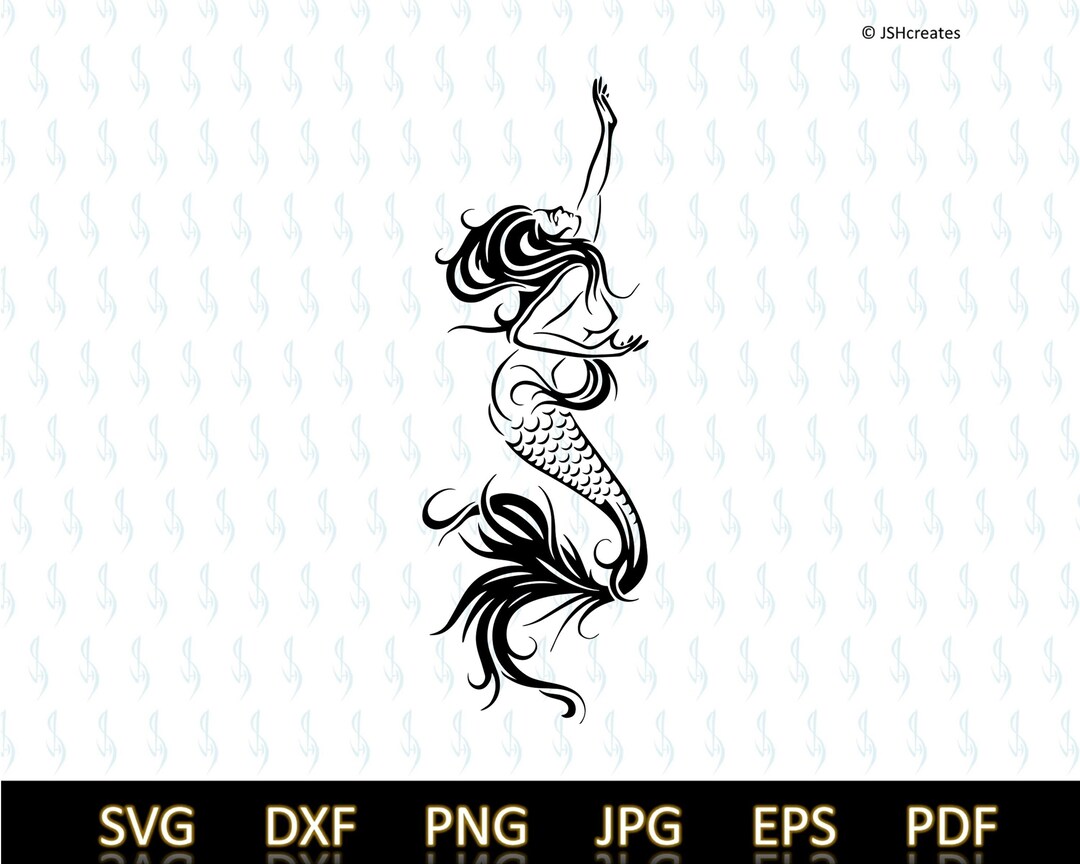 Mermaid Svg, Mermaid, Girl Svg, SVG, Dxf, Mermaid Clipart, Stylistic ...