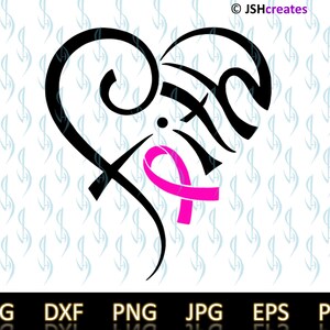 Breast Cancer Faith Heart SVG, Love SVG, Faith Svg, Cancer Ribbon ...